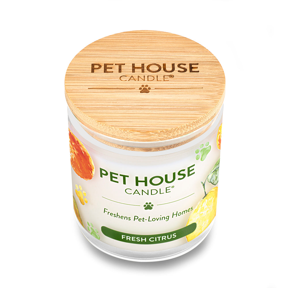 Fresh Citrus Pet House Candle: 100% Plant-based Wax Pet Odor Candle