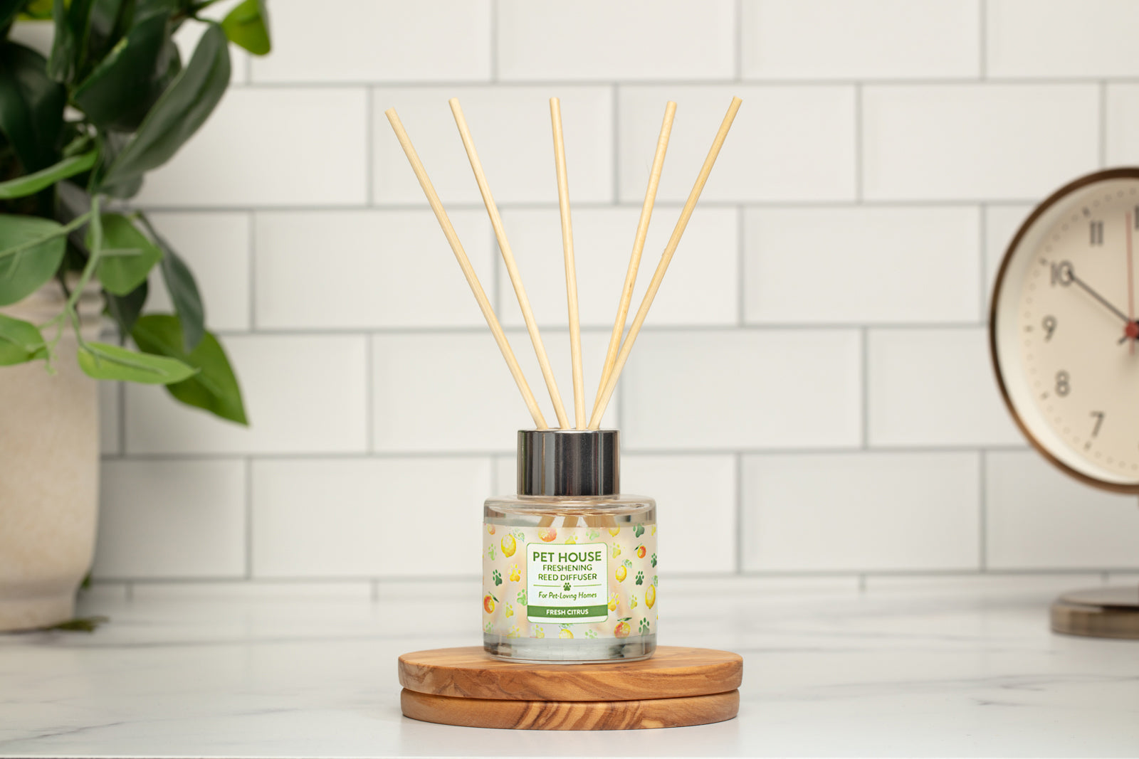 Fresh Citrus Pet House Reed Diffuser: 100% Natural Bamboo Sticks