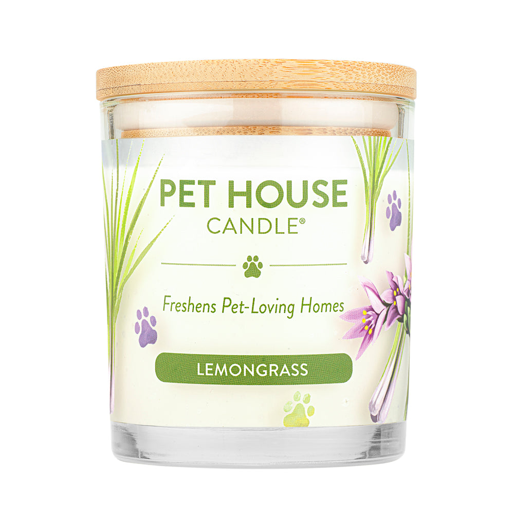Lemongrass Pet House Candle: Pet Odor & 100% Natural Plant-Based Wax
