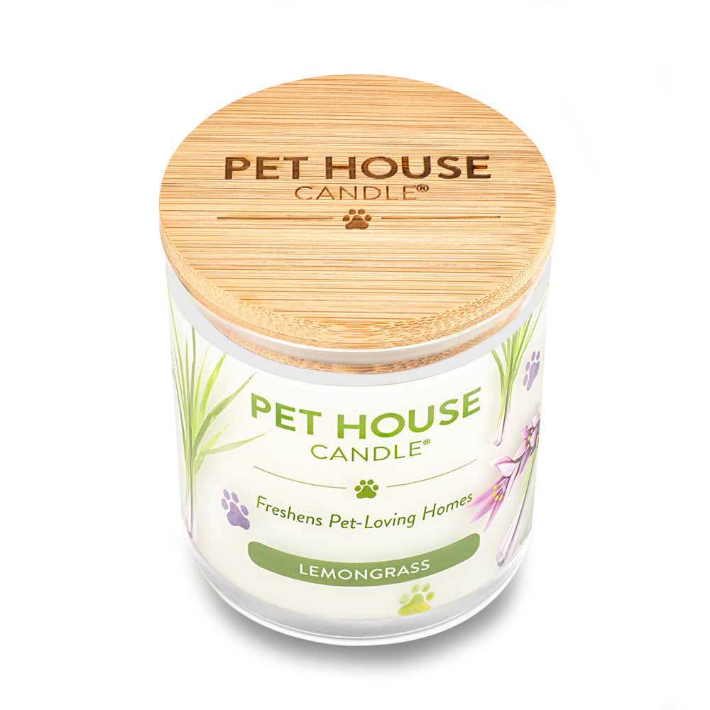 Lemongrass Pet House Candle: Pet Odor & 100% Natural Plant-Based Wax