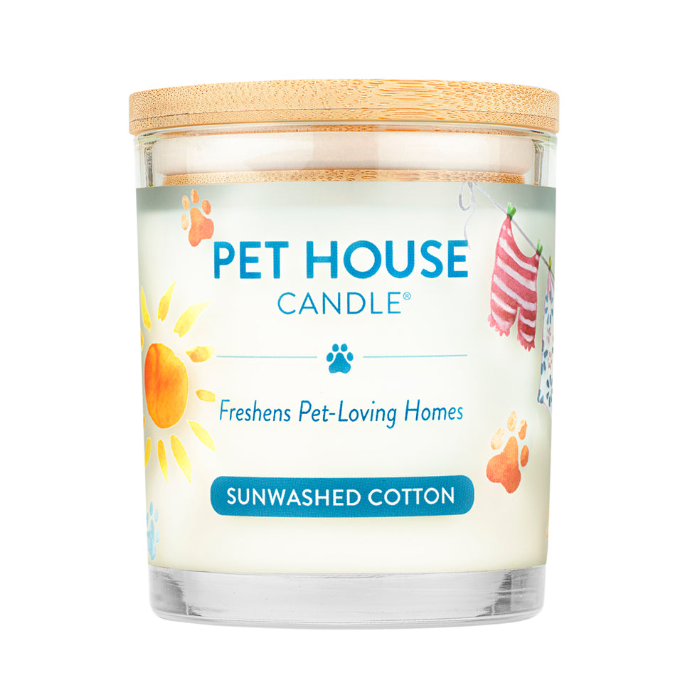 Sunwashed Cotton Pet House Candle: 100% Natural Plant-Based Wax