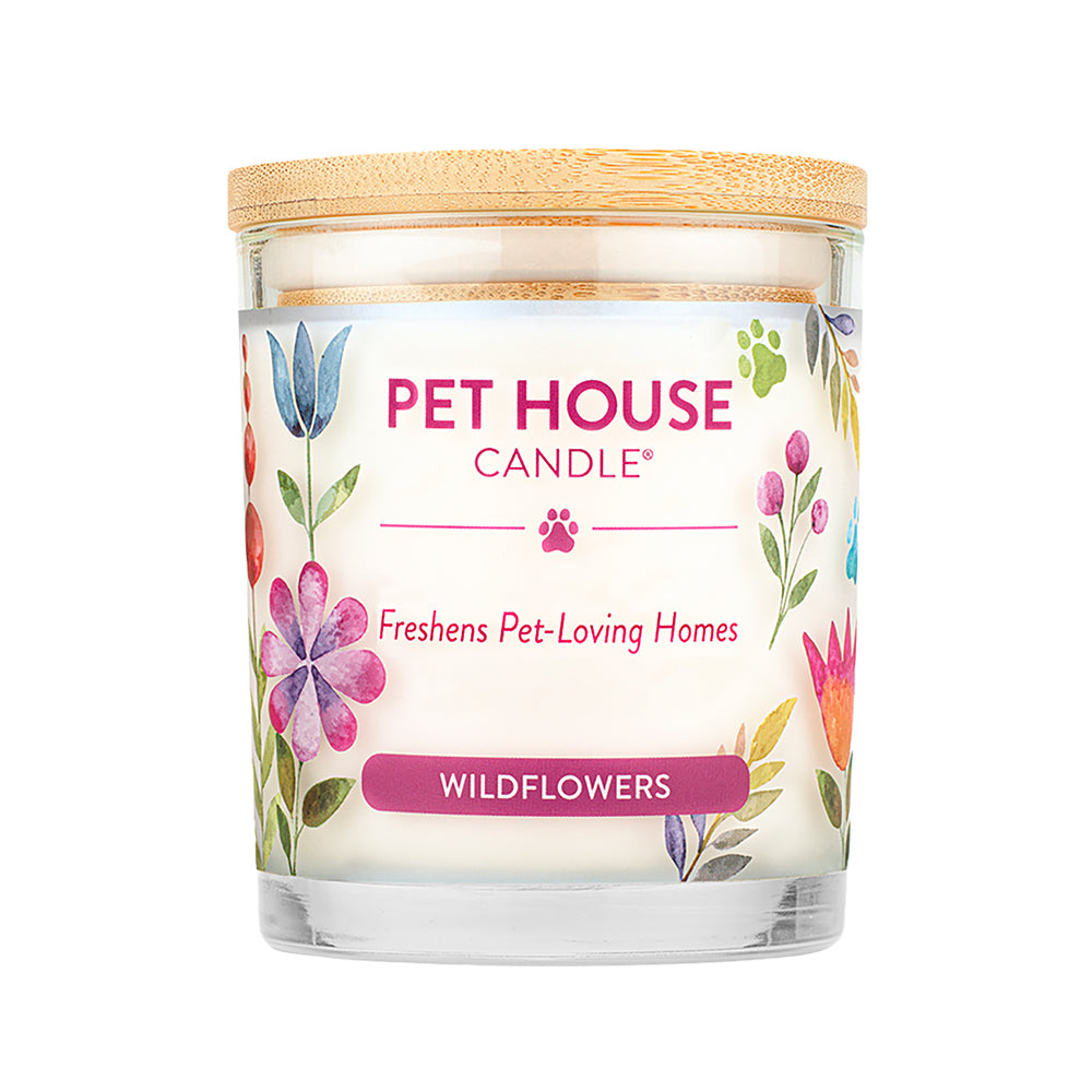 Wildflowers Pet House Candle: 100% Natural Plant-Based Wax